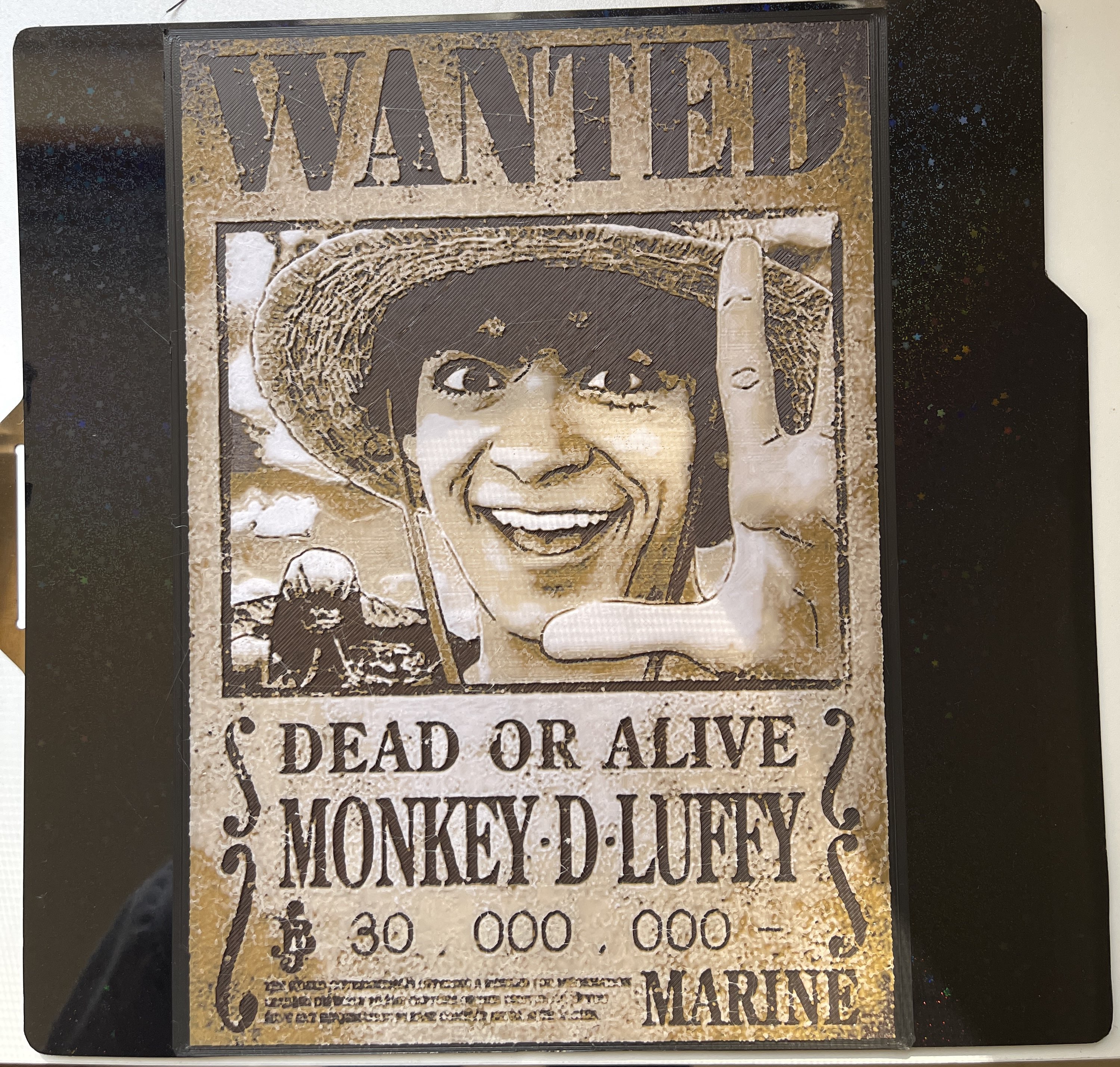 Monkey D Luffy (One Piece) Wanted Poster - Hueforge Print by ...