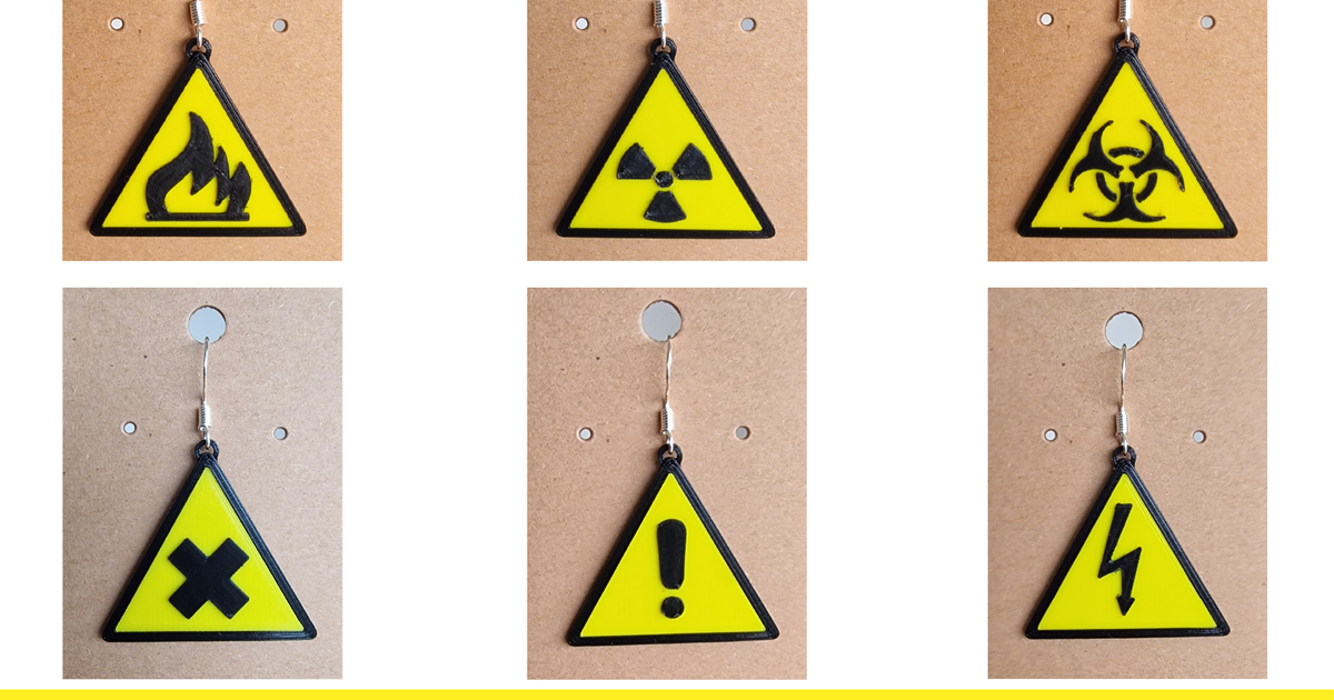 Warning symbol earrings by Melix | Download free STL model | Printables.com