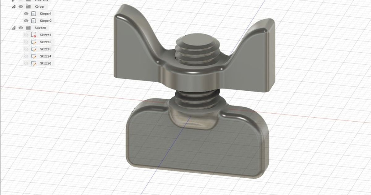 Wing Nut and Screw M8 (parametric) by Meister Edel | Download free STL ...