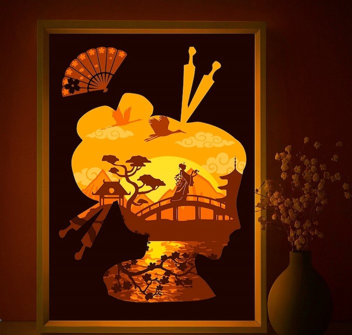 japanese Sakura Landscape light box by tecnoculebras | Printables Store