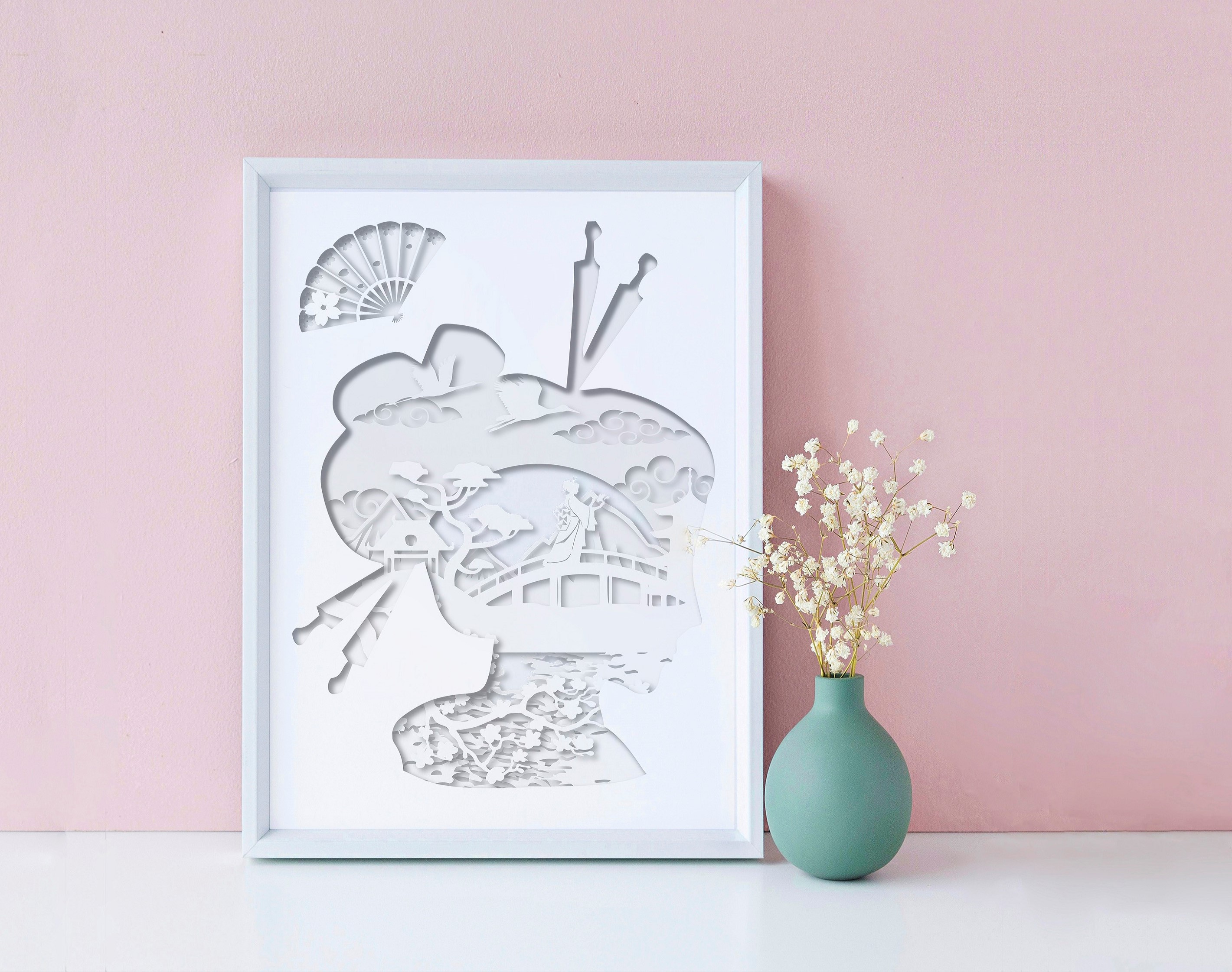 japanese Sakura Landscape light box by tecnoculebras | Printables Store