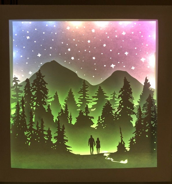 Couple Mountain Forest light box by tecnoculebras | Printables Store