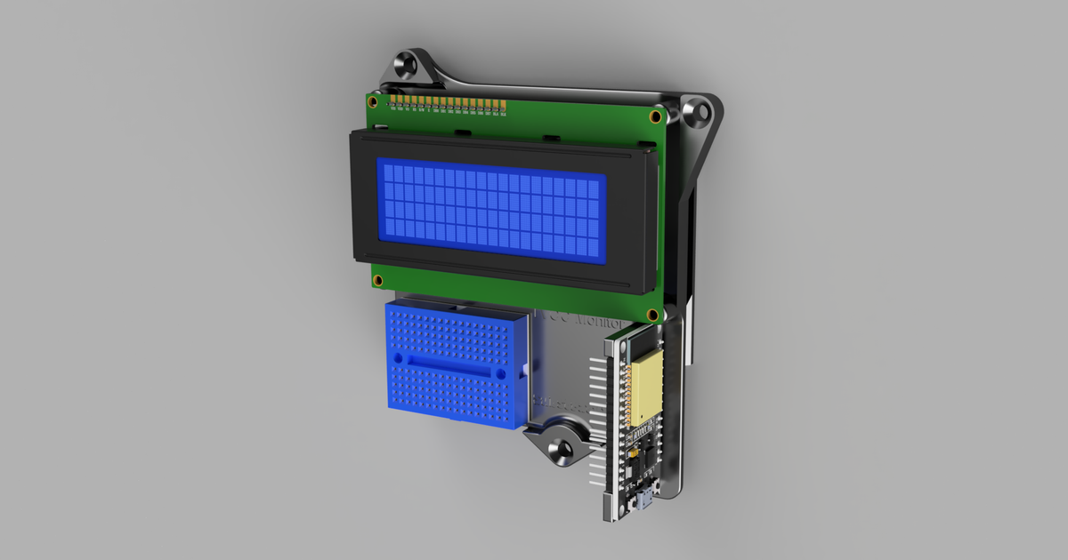 ESP32, 4x12 LCD and mini breadboard wallmount by B20bob | Download free ...