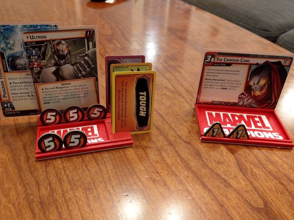 LCG Arkham, marvel champions villain and scheme card stands by ...