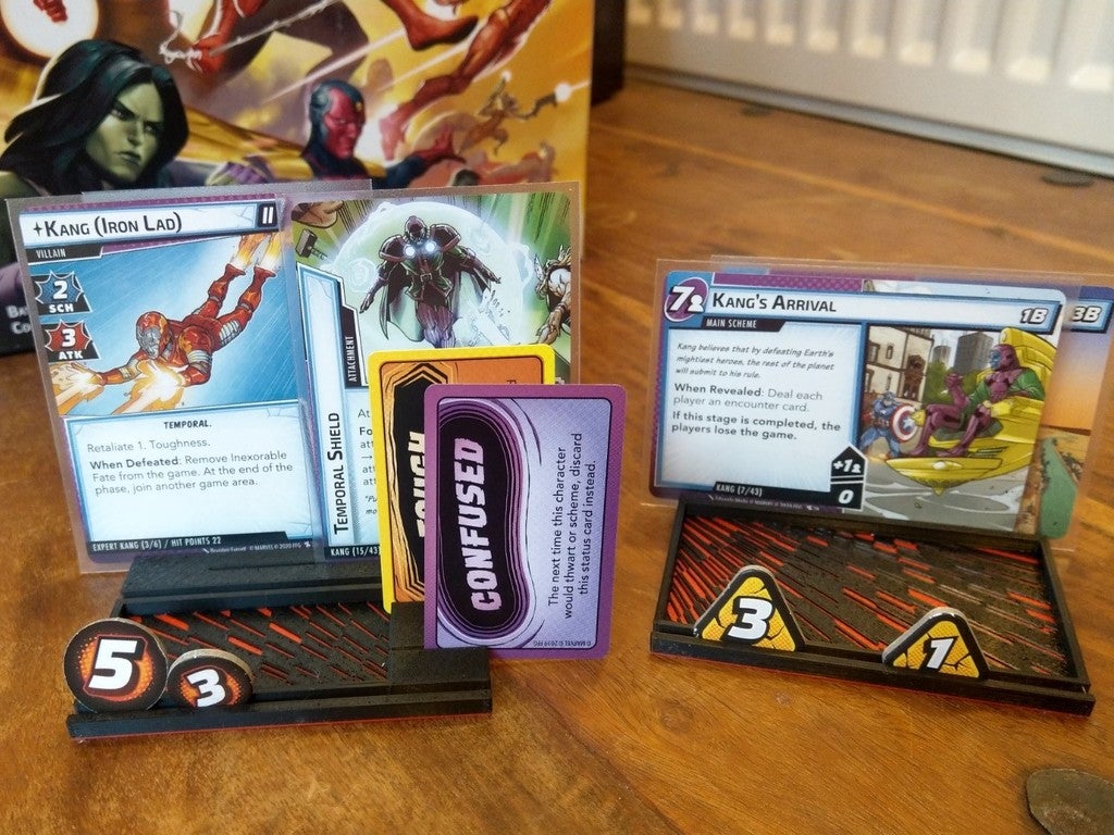 LCG Arkham, marvel champions villain and scheme card stands by ...