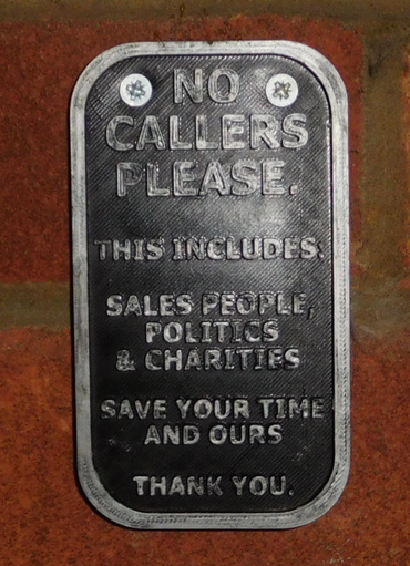 No Callers sign by Unclebunk | Download free STL model | Printables.com