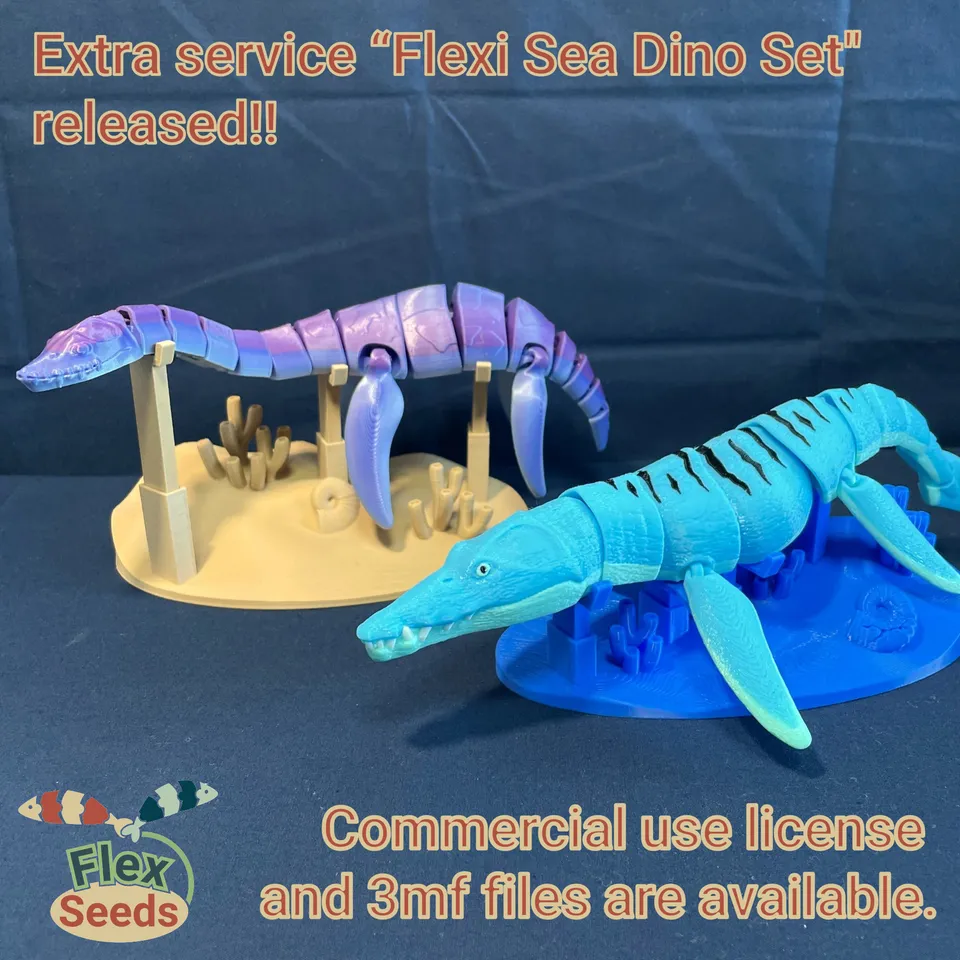 Flexi Plesiosaurus(print-in-placeiosaurus) by 3D_Flexseeds | Download ...