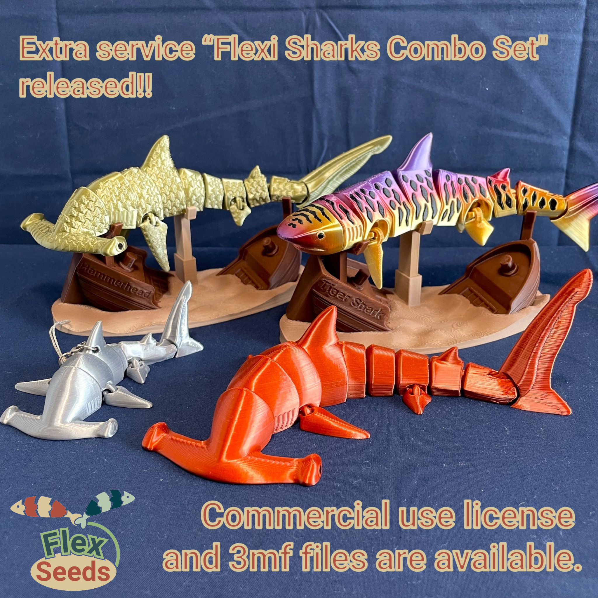 Flexi Tiger Shark (print-in-place) por 3D_Flexseeds | Descargar modelo ...