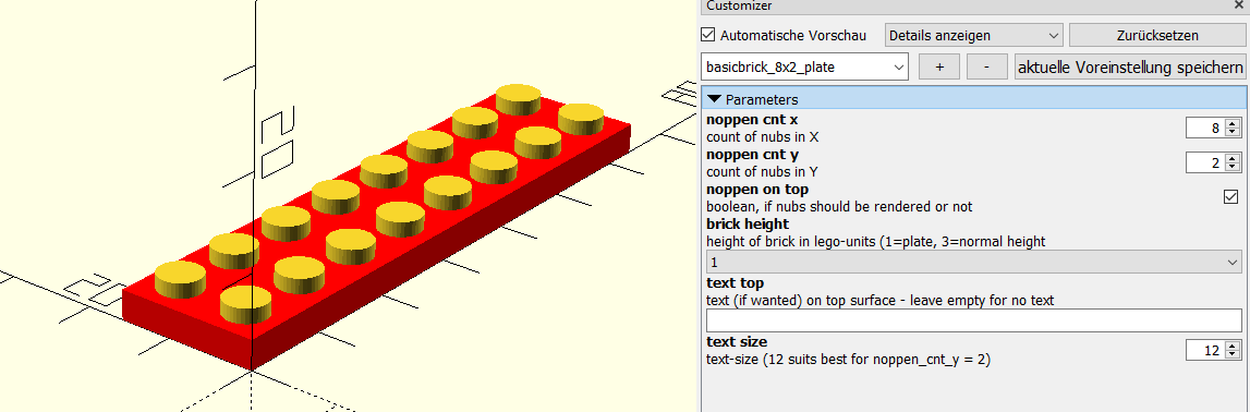 Customizable Interlocking Brick (LEGO-like) openSCAD by mindhead ...