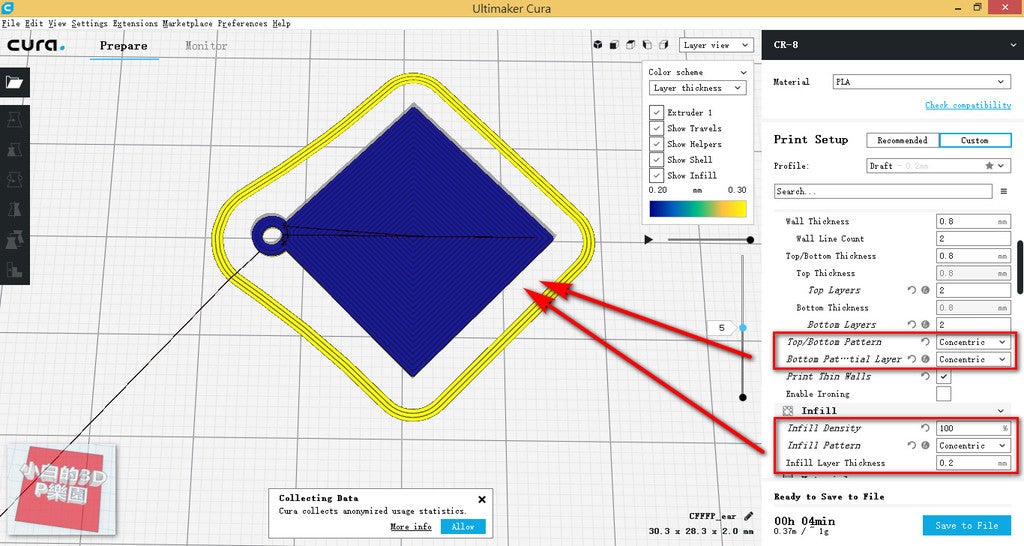 Earring(cura top pattern:concentric) by 3DP_Park | Download free STL ...