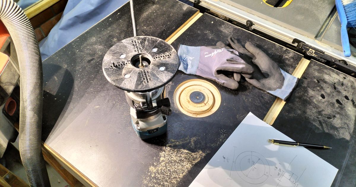 Makita Router Base 20-50mm circle cutting jig 125mm OD by Kon Bit ...