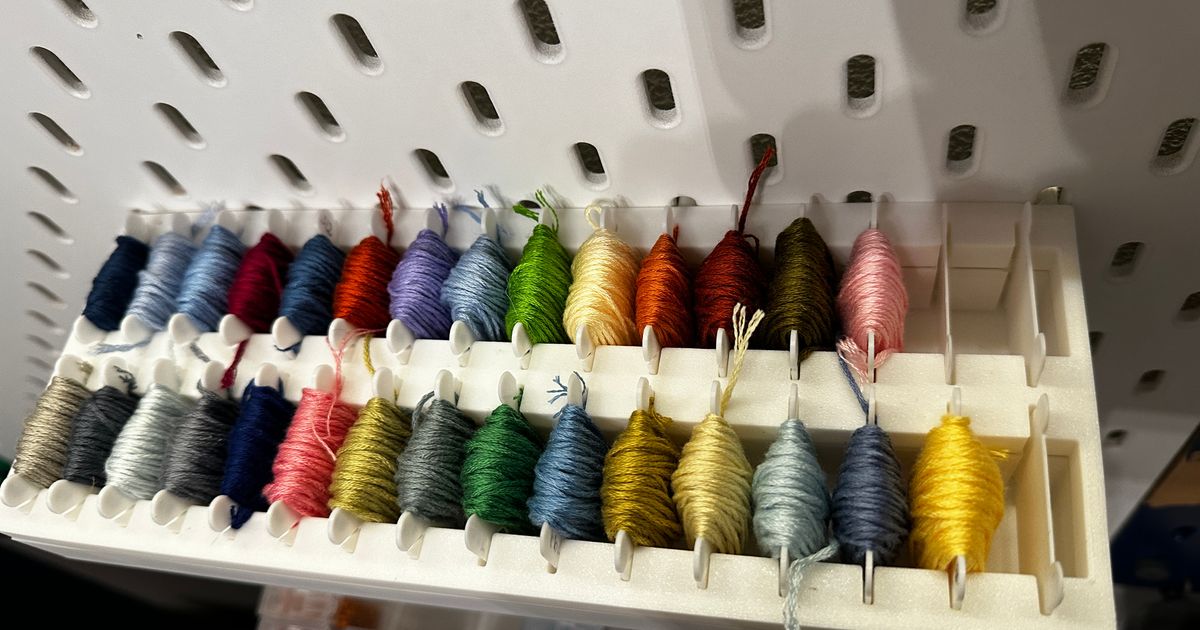 Embroidery Floss Holder (32 Bobbins) w/ and w/o Ikea Skadis Hooks by ...