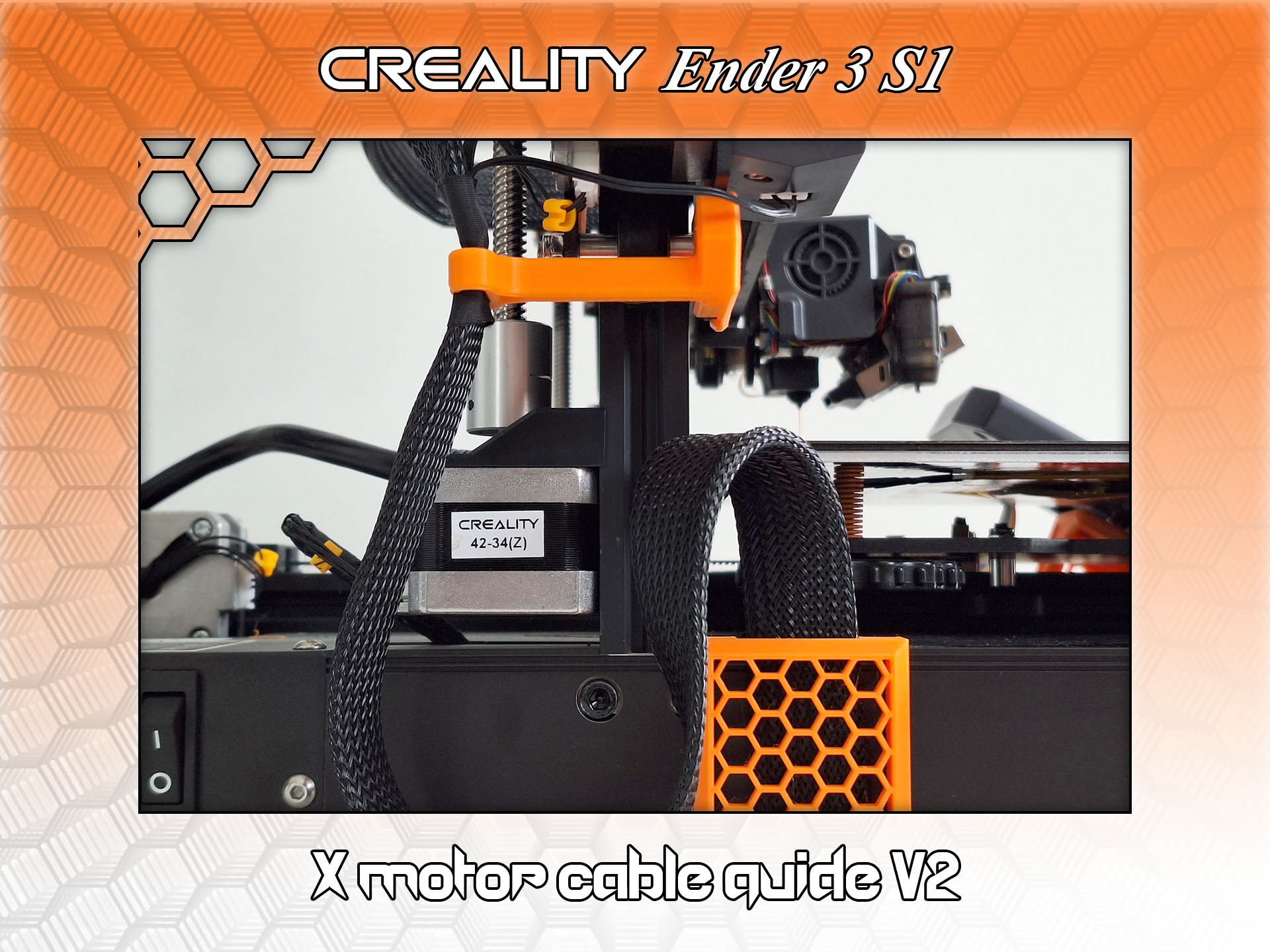 Ender 3 S1 X motor cable guide V2 (honeycomb version) by Piketooth ...
