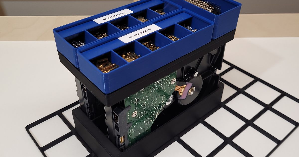 Gridfinity 3.5英寸硬盘（HDD）存储支架 二次创作 - 来自 penguinprints - MakerWorld