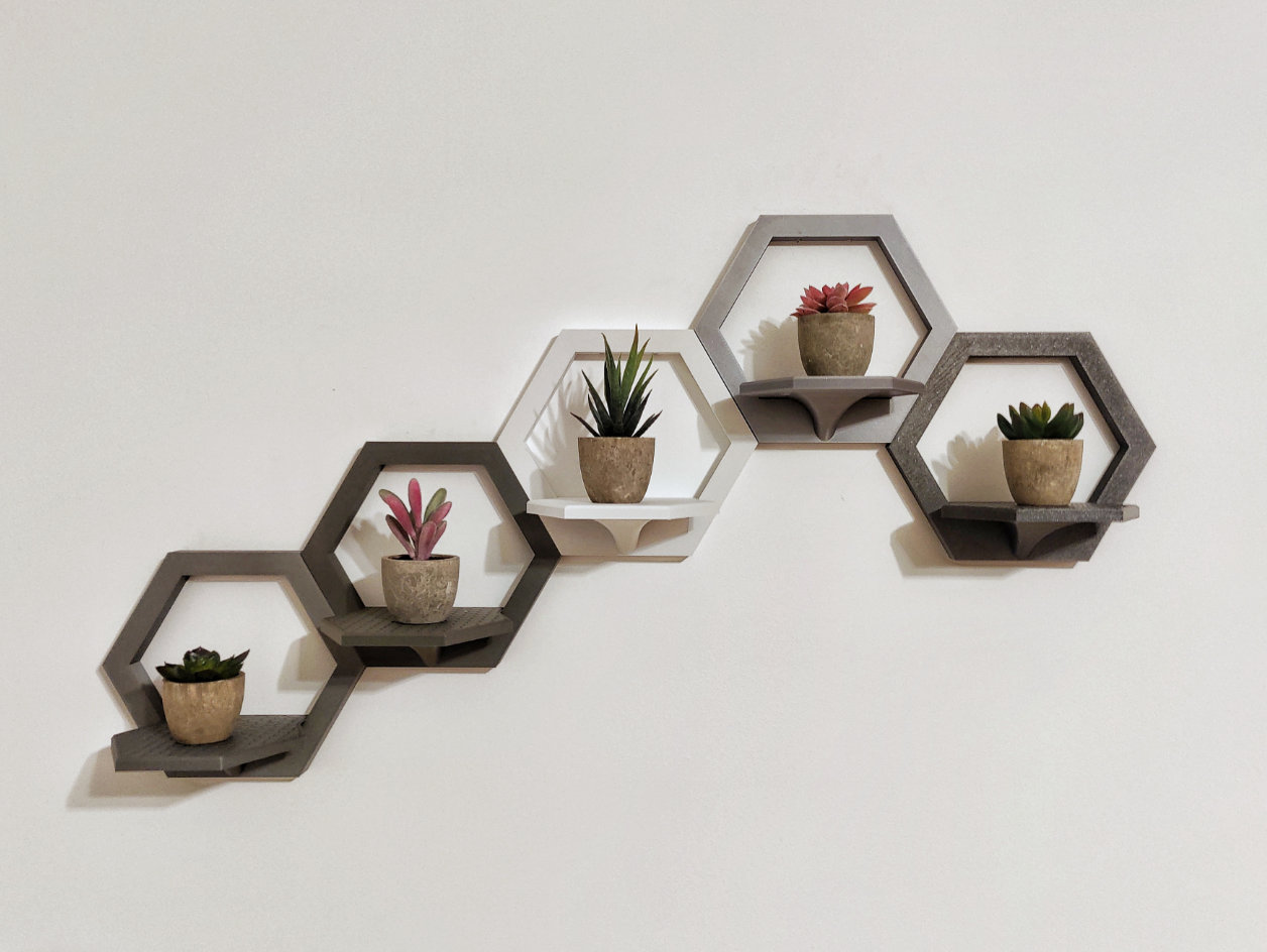 Wall mounted modular hexagon shelf by RiverRaid | Download free STL ...