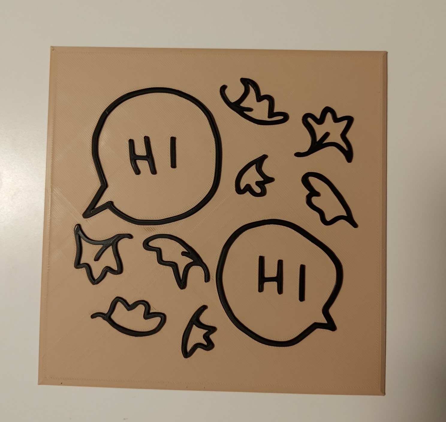 Hi Hi decorative sign with leaves by Lofuz | Download free STL model ...