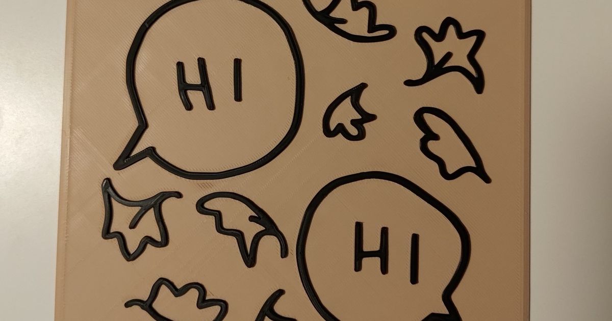 Hi Hi decorative sign with leaves by Lofuz | Download free STL model ...