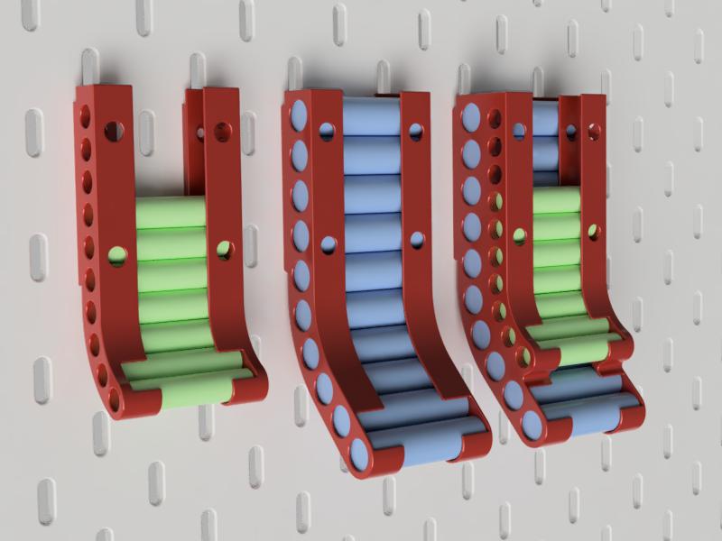 AA AAA Battery Dispenser For Skadis By ORM Download Free STL Model aa-aaa-battery-dispenser-for-skadis-by-orm-download-free-stl-model