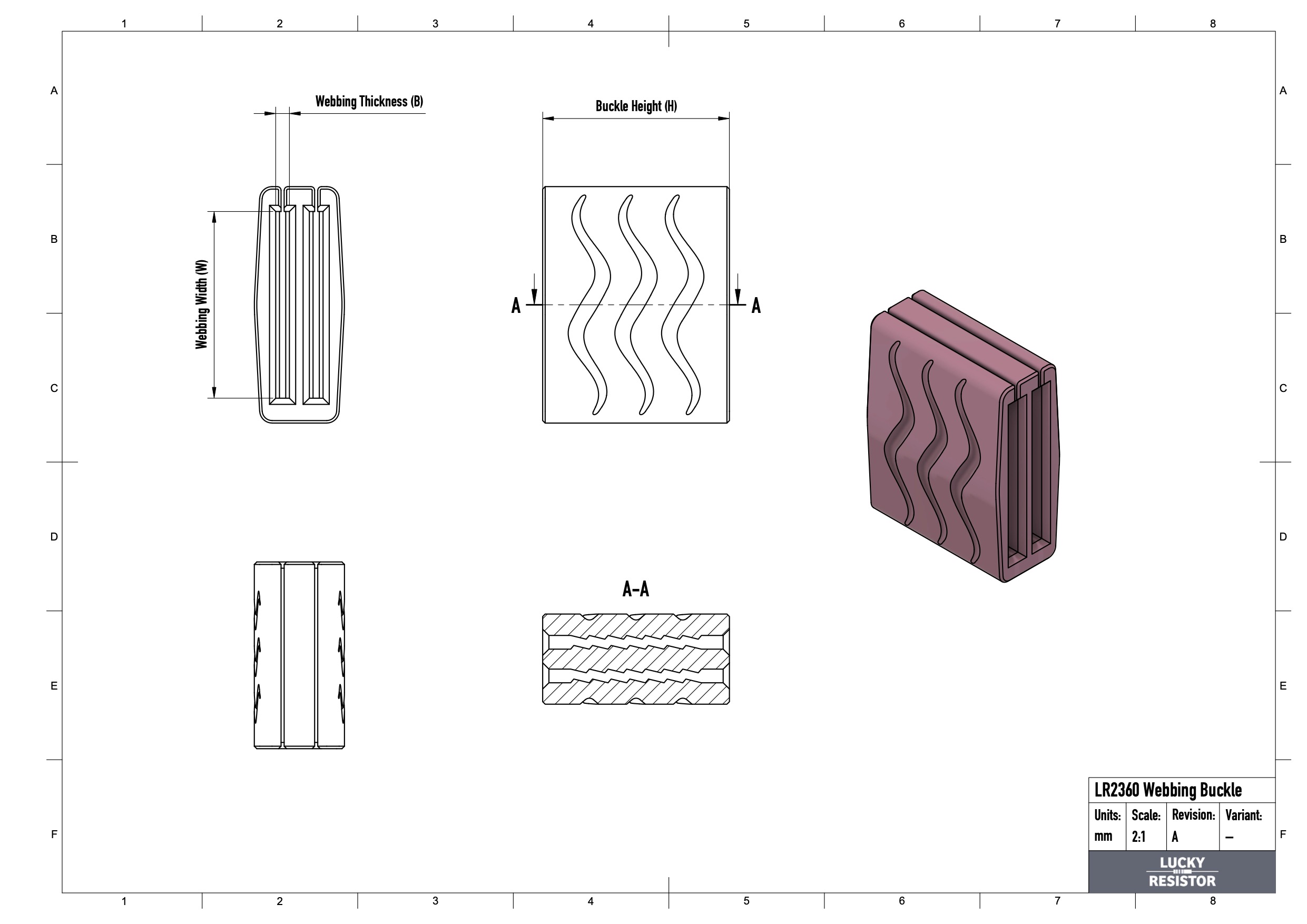 Webbing Buckle in Various Sizes with Fusion360 Design by Lucky Resistor ...