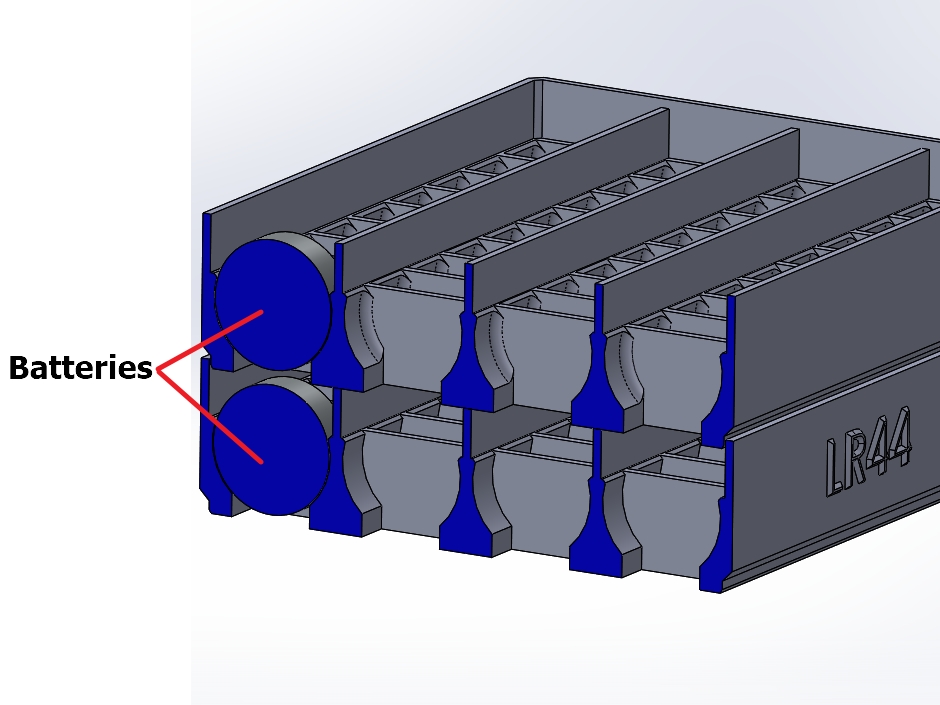 #0102 Click-n-Lock Stackable LR44 Battery Tray by BuildX | Download ...