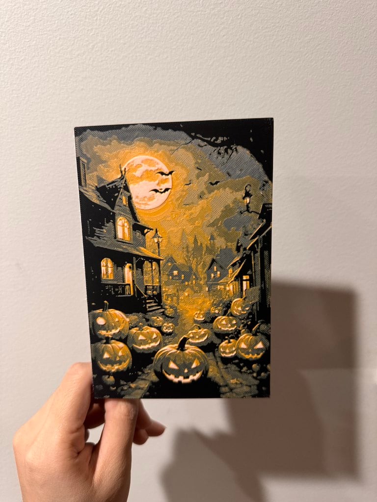 Creepy House with Pumpkins Halloween Card - Hueforge Print by ...