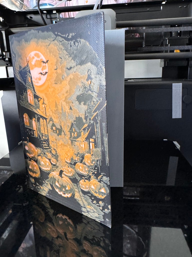 Creepy House with Pumpkins Halloween Card - Hueforge Print by ...