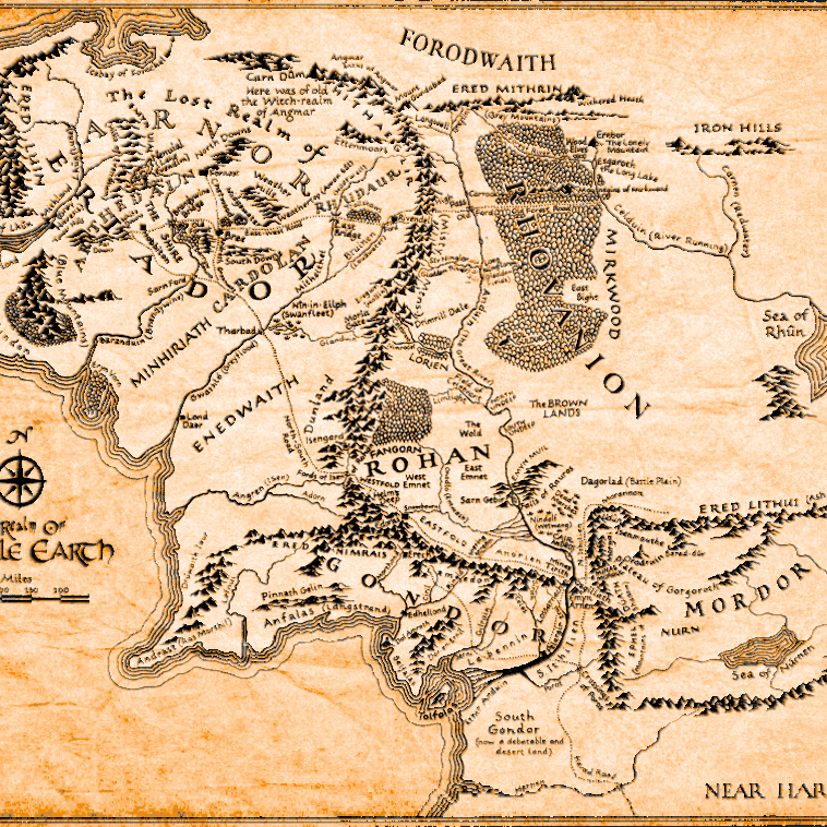 Detailed Map Middle Earth Tolkien's Annotated Map Of Middle Earth