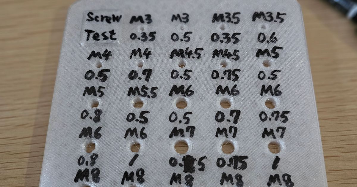 Screw Hole Size Test by STYLE NOGI | Download free STL model ...