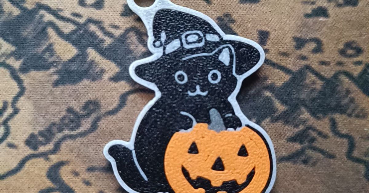 Halloween Cat Key Chain by GamerForge | Download free STL model ...