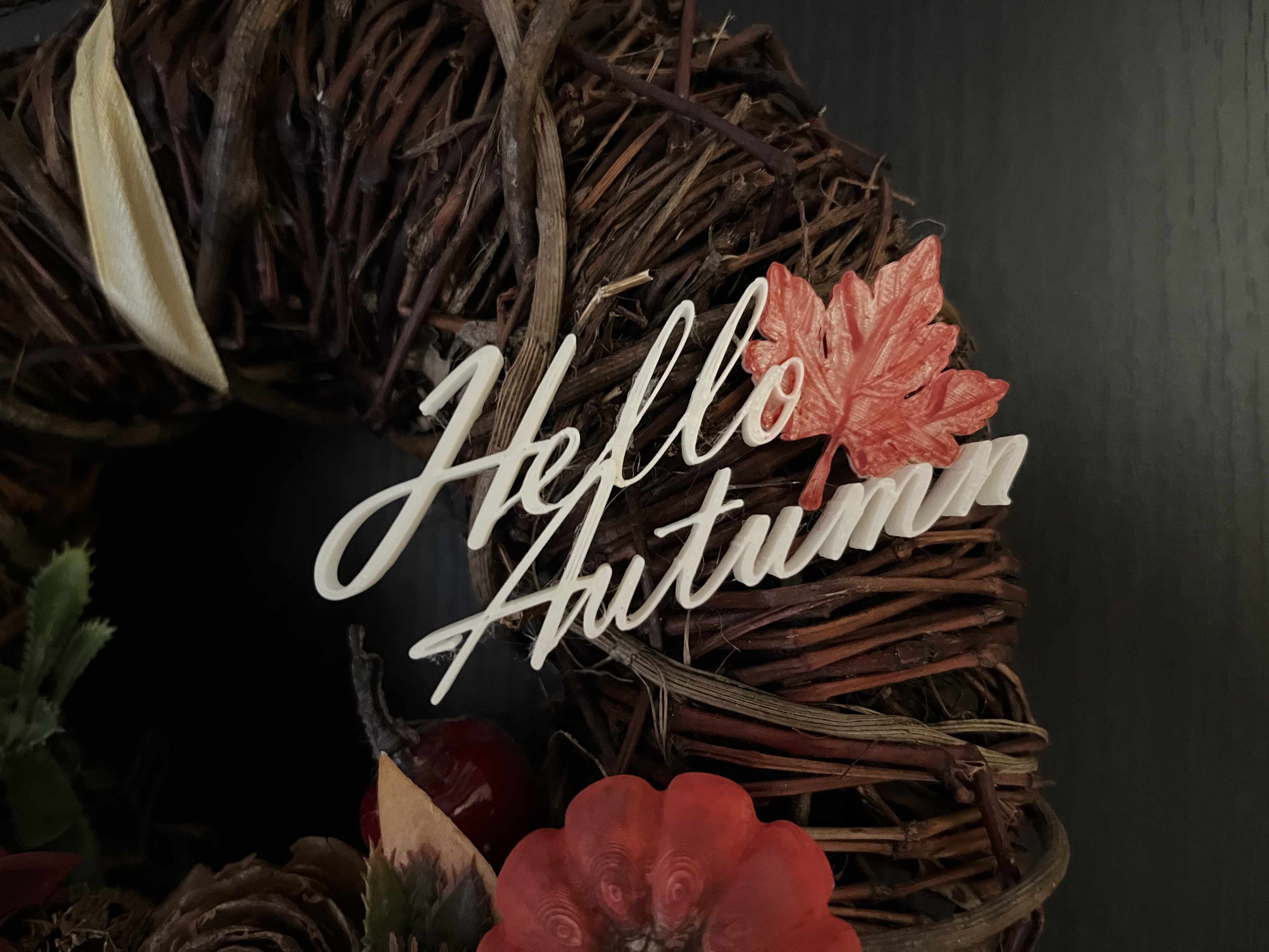 Hello Autumn text with leaf by noti | Download free STL model ...