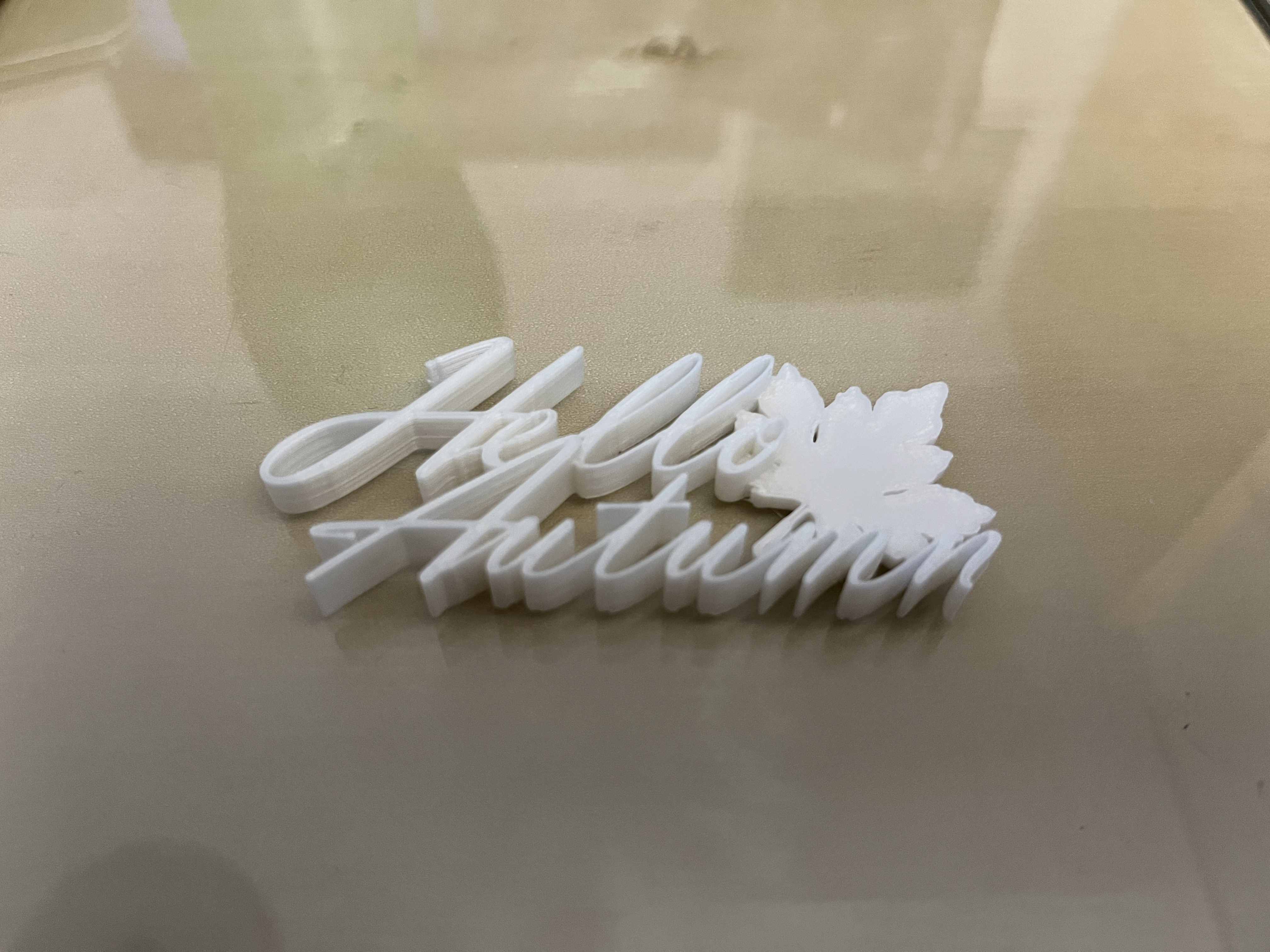 Hello Autumn text with leaf by noti | Download free STL model ...