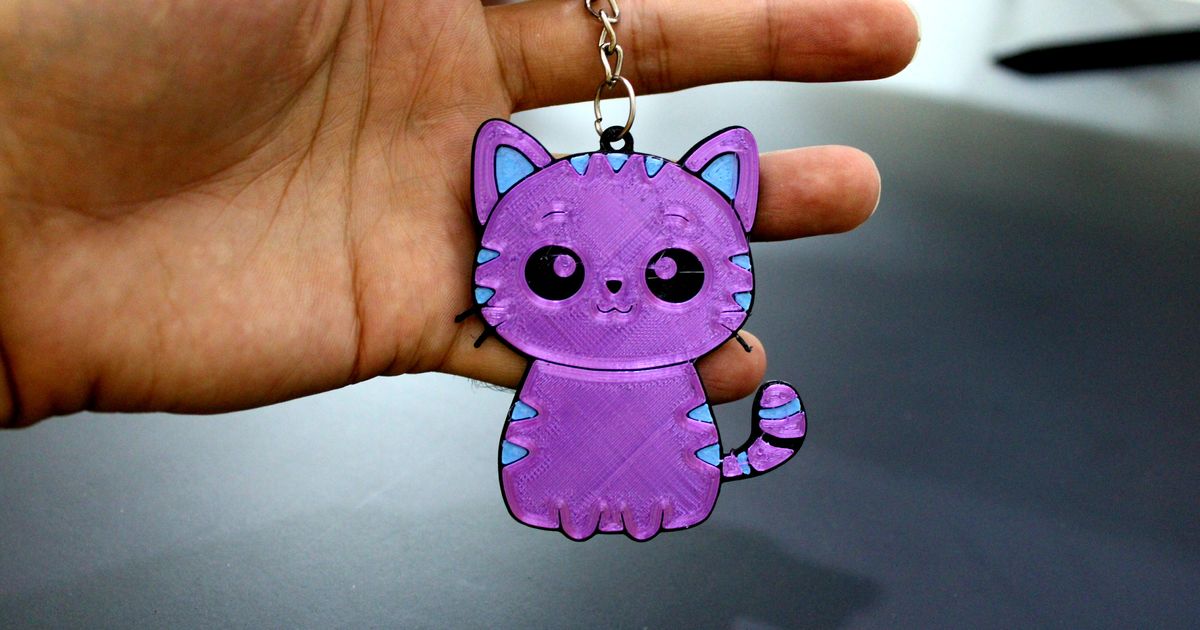 CUTE MULTICOLOR CAT KEYCHAIN by Behnam | Download free STL model ...