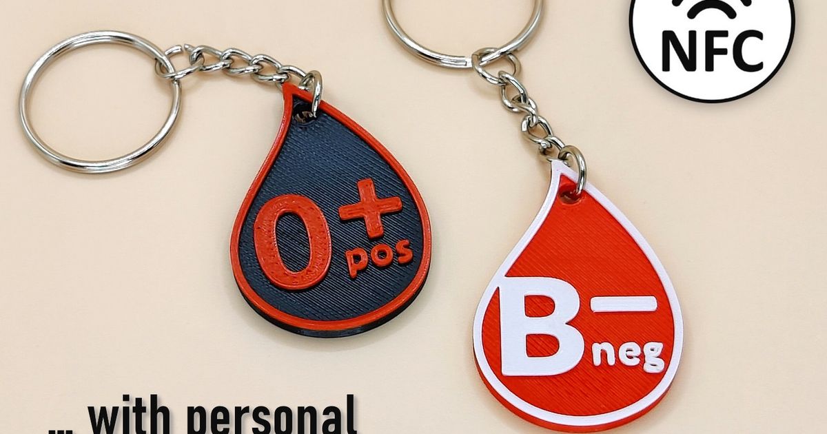 Blood Type Keychain with NFC Tag (v2) por PhilippHee | Descargar modelo ...