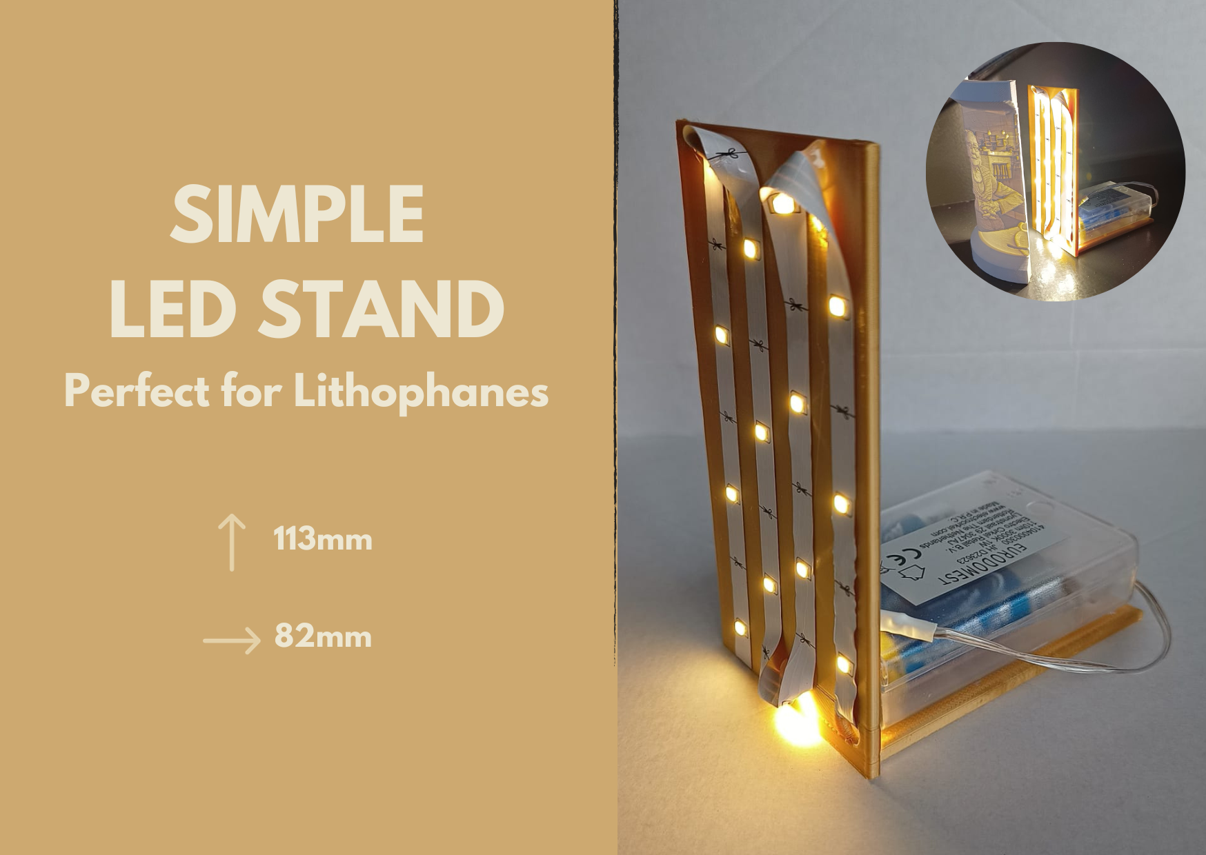 Simple LED stand for Lithophane by Gym Nut Design | Download free STL ...
