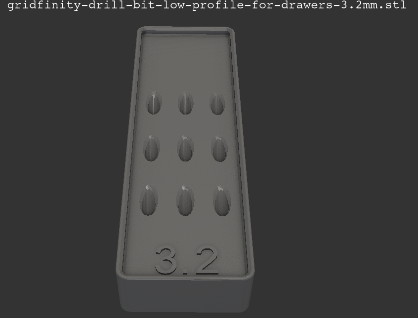 Gridfinity Drill Bit Holder - Low Profiles for Drawers 3.2mm remix. by ...