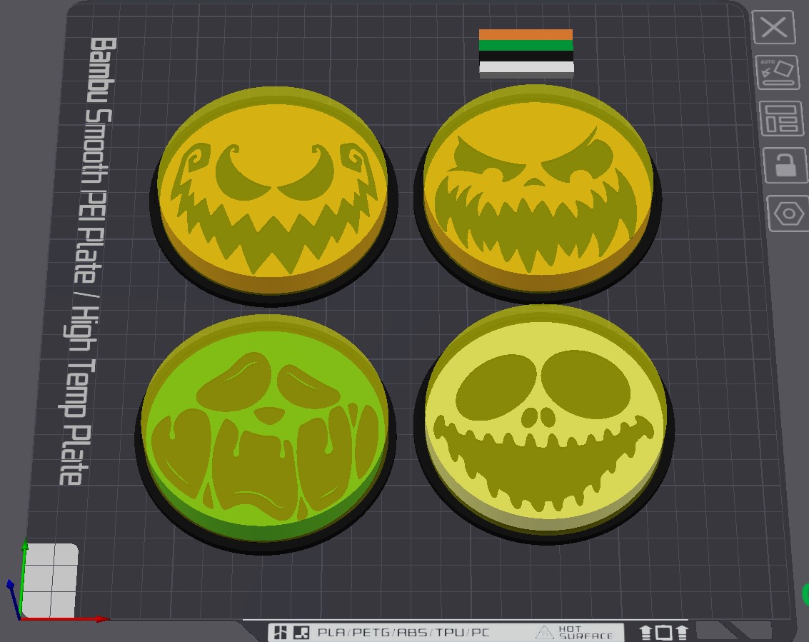Halloween Coasters with Scary Pumpkin Faces for Bambu Lab AMS by ...