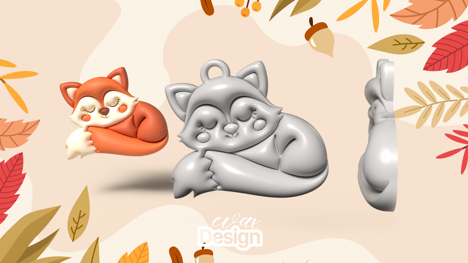 Keychain in the shape of a fox 2 by evax design | Download free STL ...