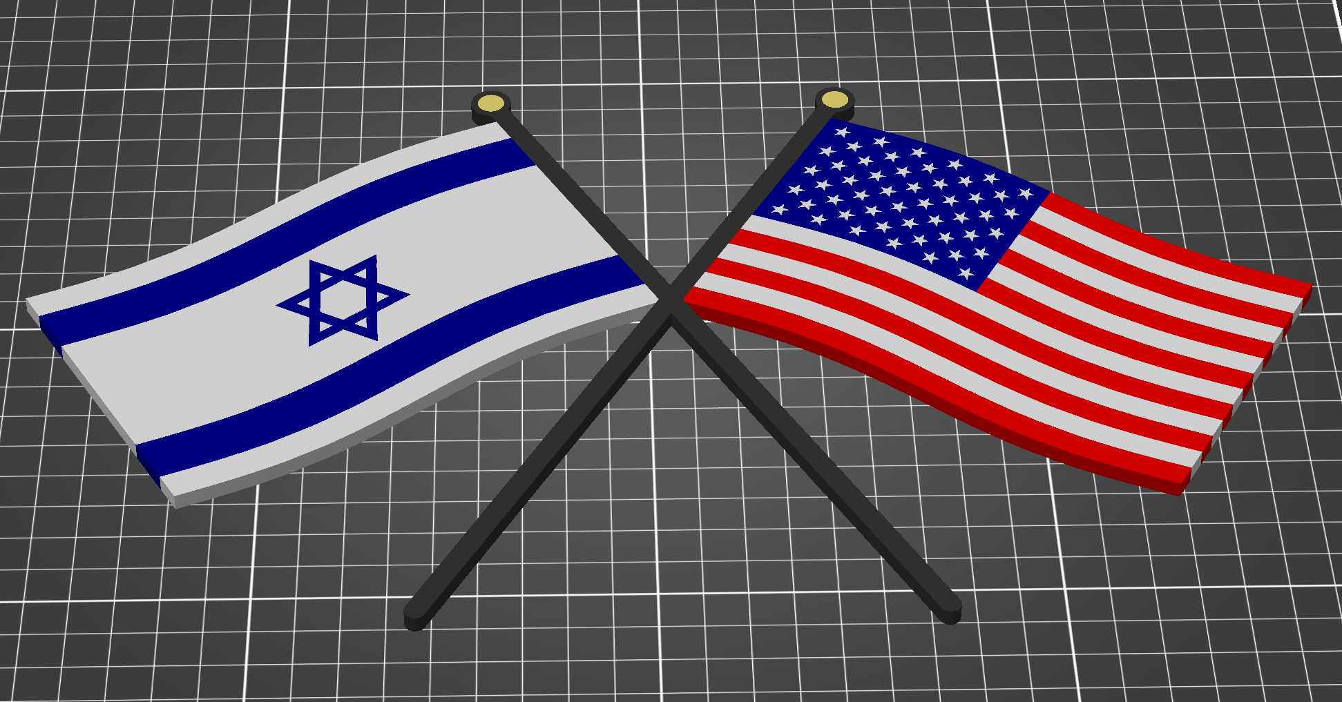 Israel - USA Friendship Flags, Multimaterial by Oak | Download free STL ...