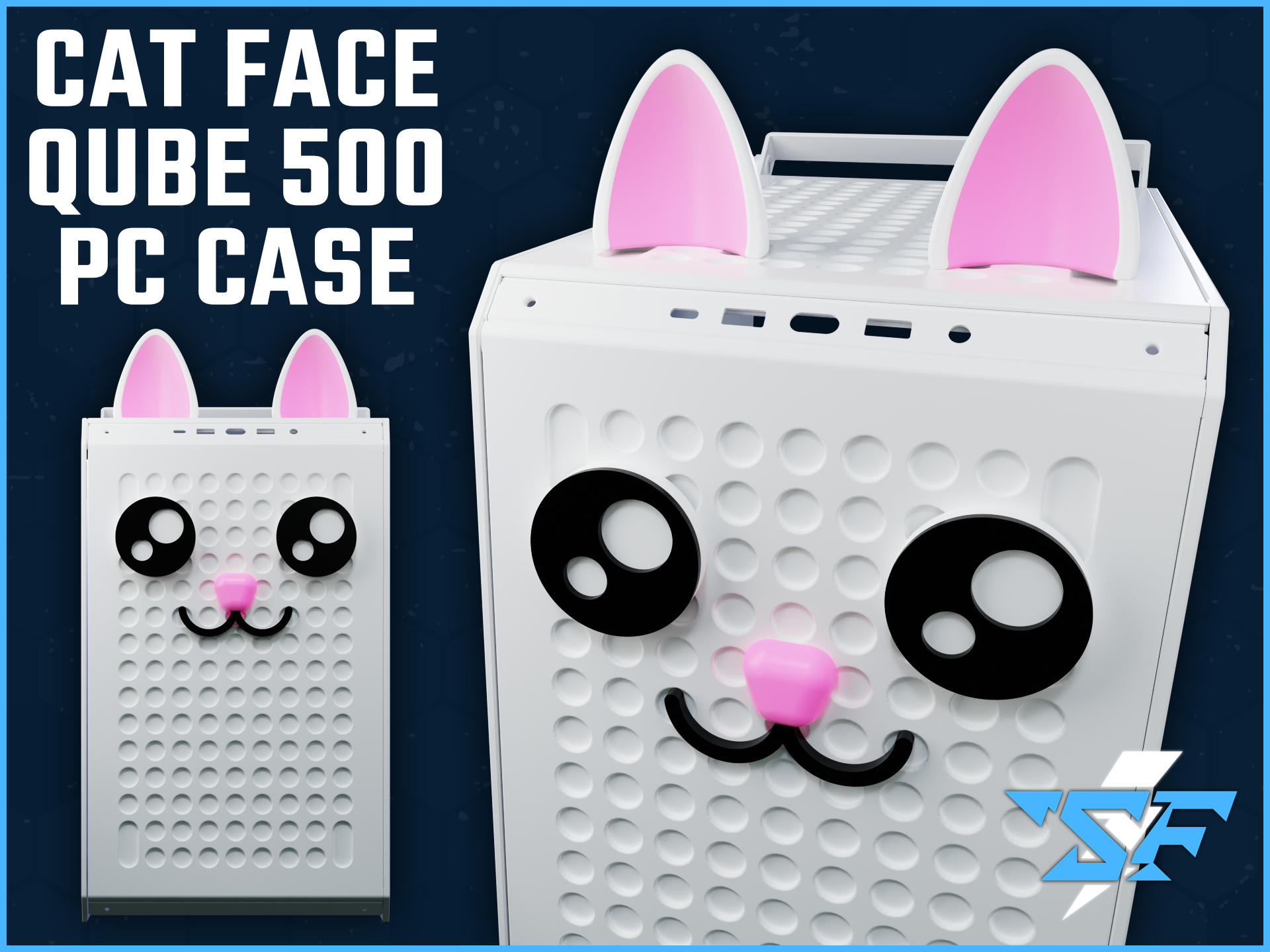 Cat Face PC Case Accessory - Cooler Master QUBE 500 por Storm Forge ...