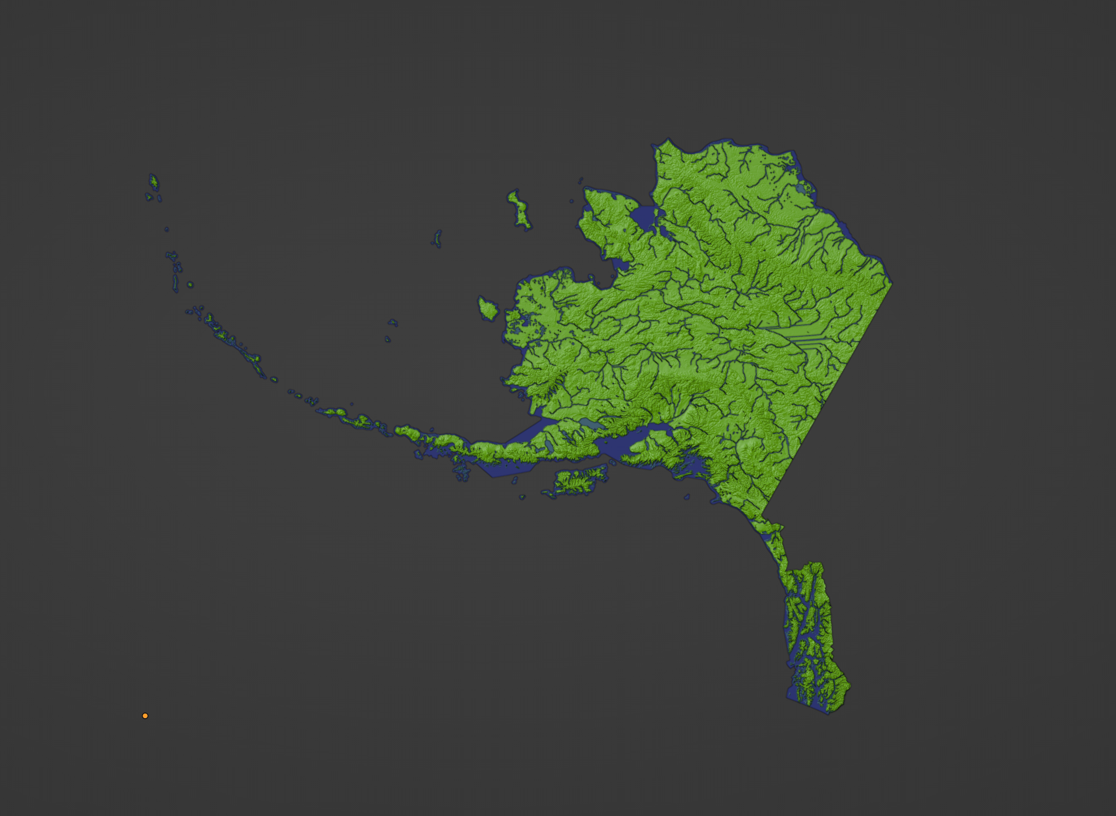 Alaska, USA (AK) Topographic Relief Map with Rivers and Coasts by ...