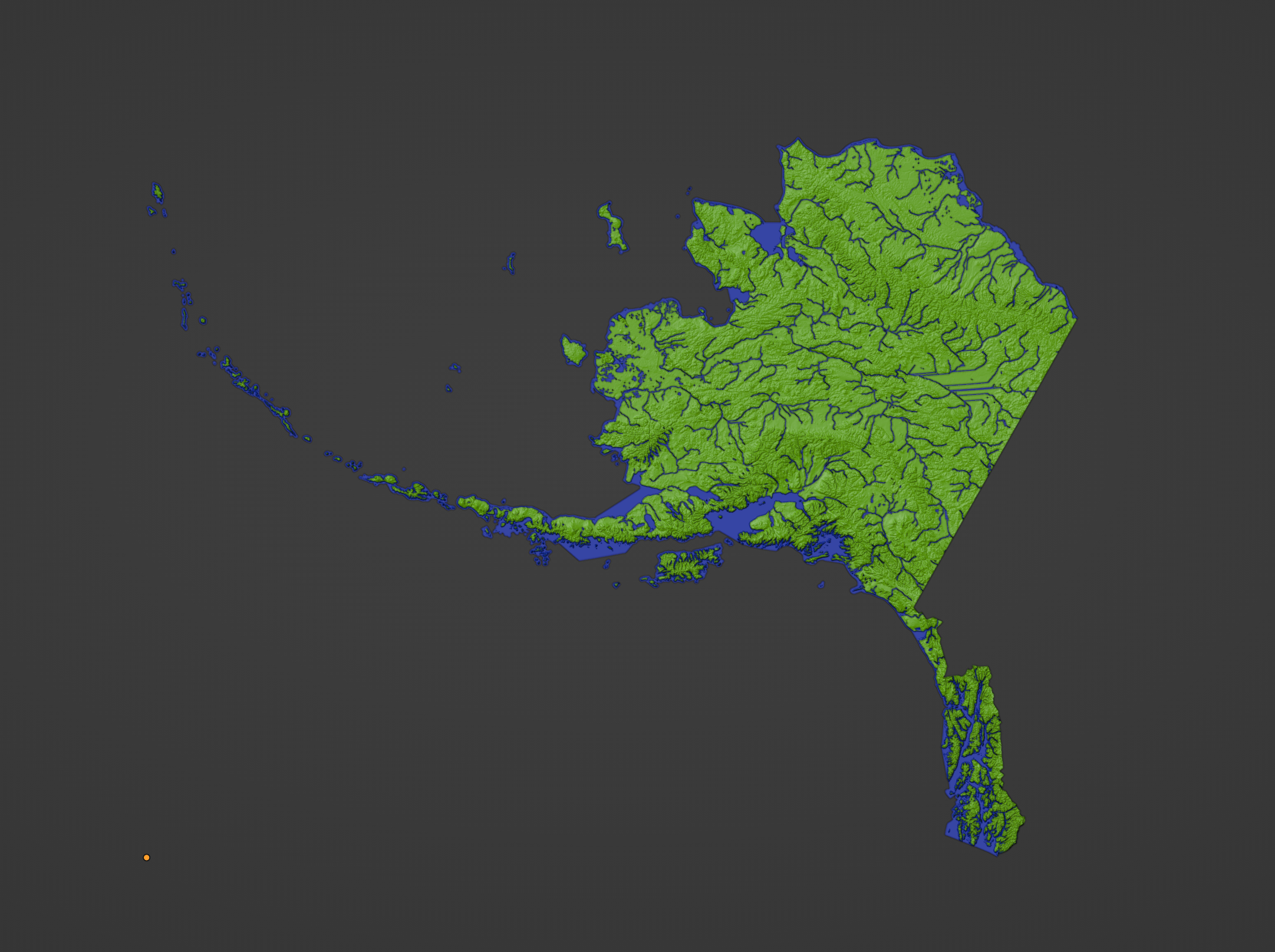 Alaska, USA (AK) Topographic Relief Map with Rivers and Coasts by ...