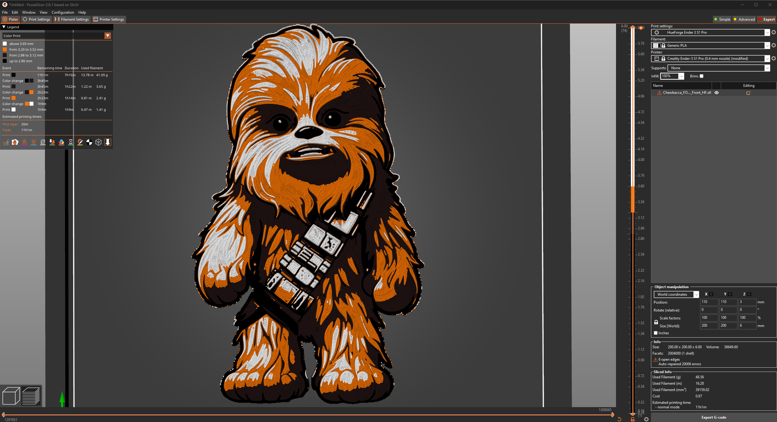 FOUR COLOR - HueForge Chewbacca multicolor by Joseph Salonis | Download ...