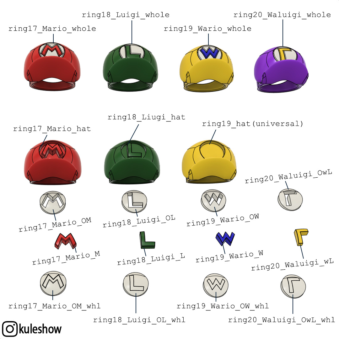Mario Hat Rings por bigovereasy | Descargar modelo STL gratuito ...