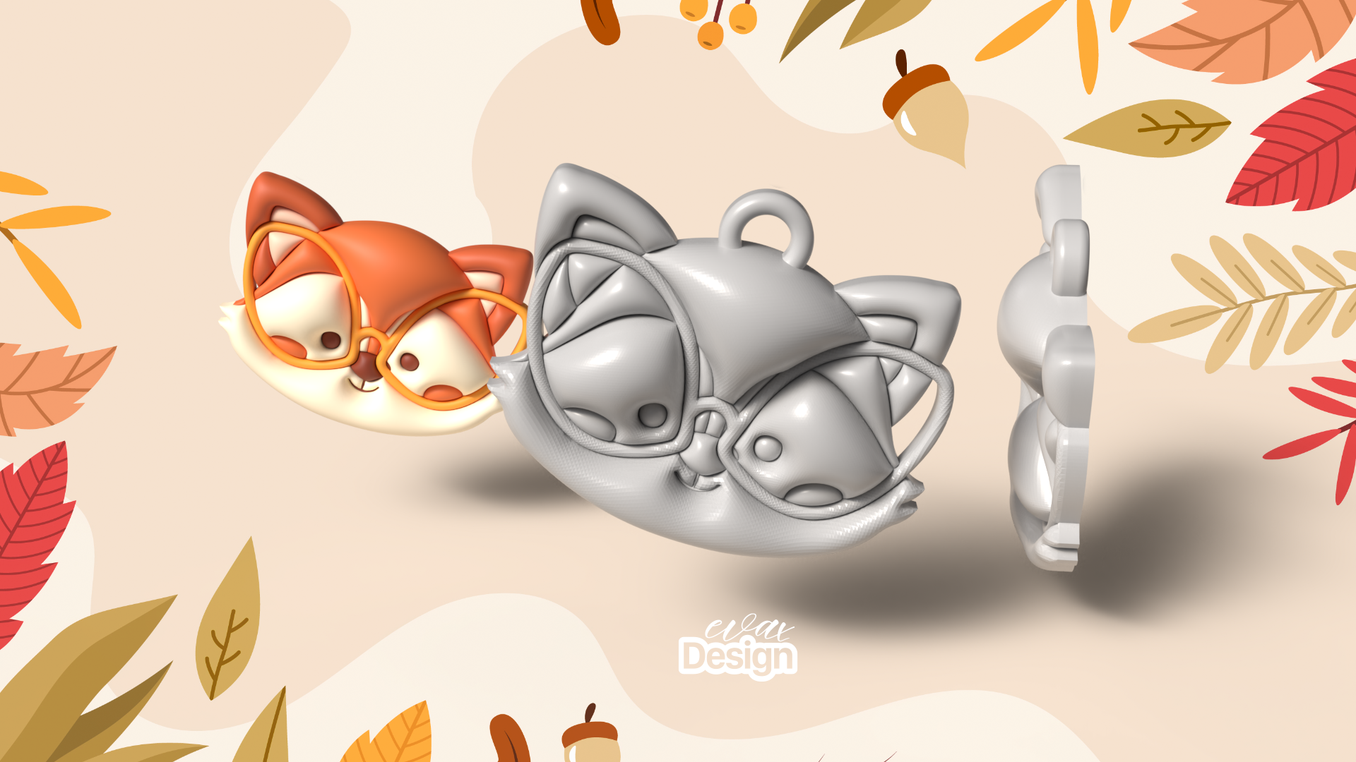 Keychain in the shape of a fox 4 by evax design | Download free STL ...