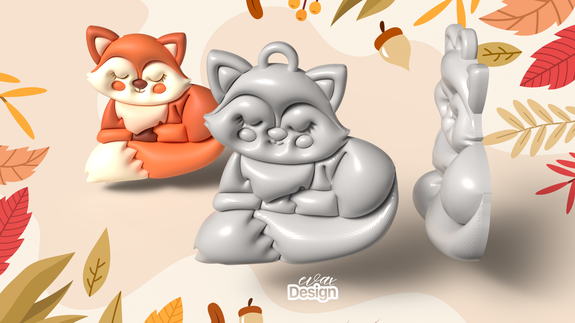 Keychain in the shape of a fox 5 by evax design | Download free STL ...