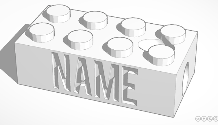 keychain LEGO brick with name tinkercad customizable by Flubber2.0 ...