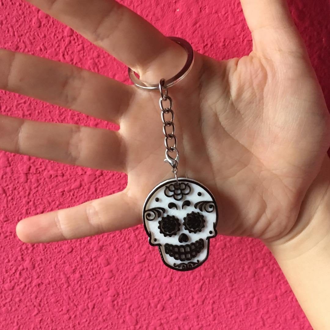Ornamental sugar skull keychain by The Maker Chemists | Download free ...