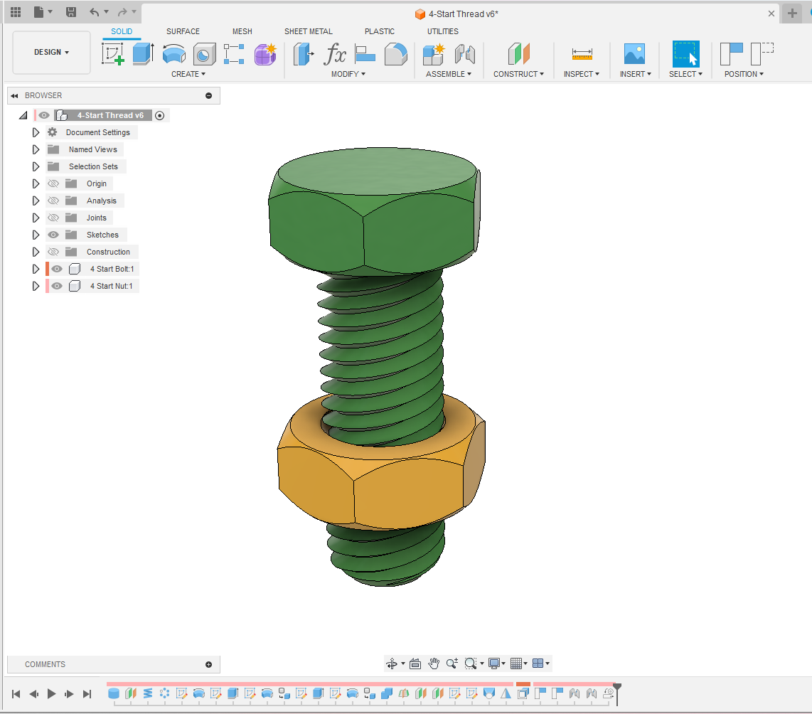 Sample 4-Start Thread using Fusion 360 by ECF | Download free STL model ...