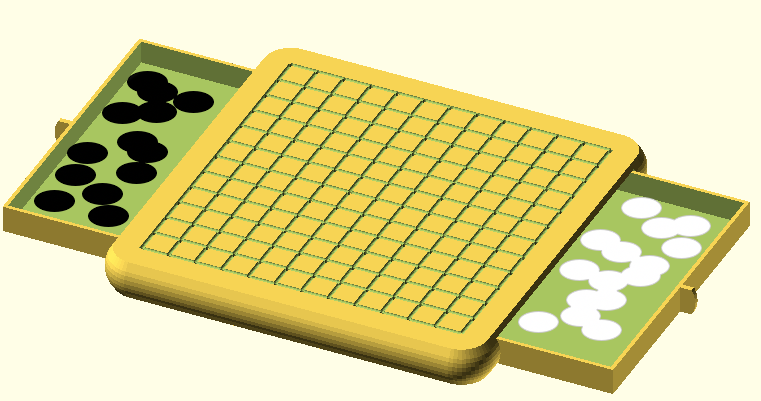 Tiny Go game 9x9 and 13x13, with drawers, one piece by Benjamin Wand ...