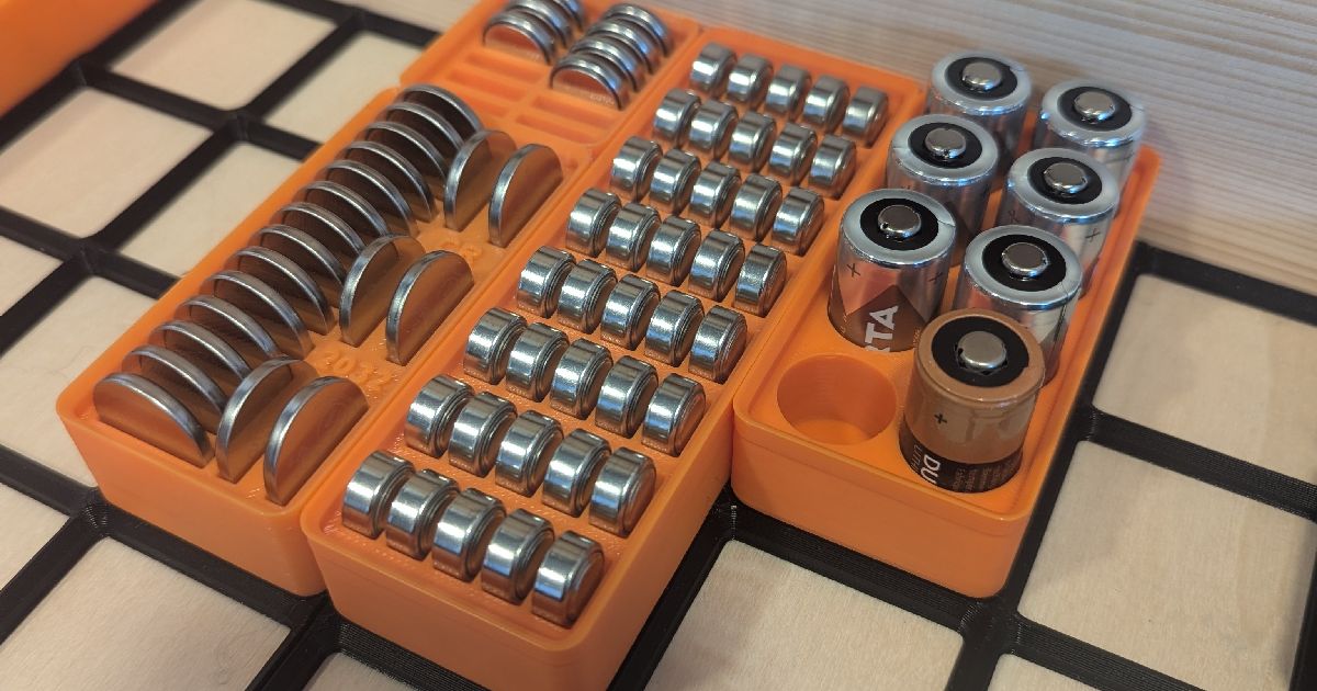 Gridfinity Battery Holders (CR1632, CR2032, CR123(A), LR44) by Lukas ...